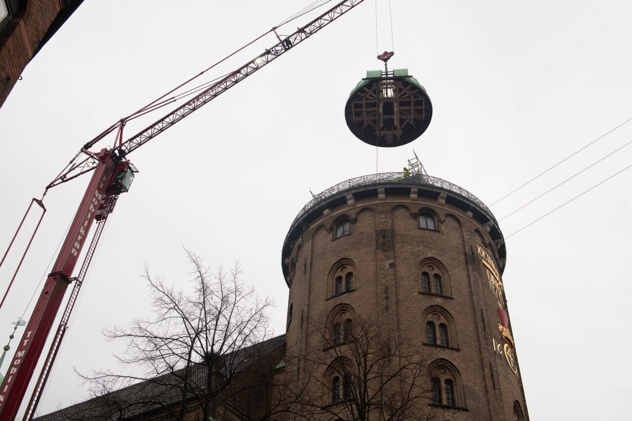 Round Tower dome takes flight over old Copenhagen